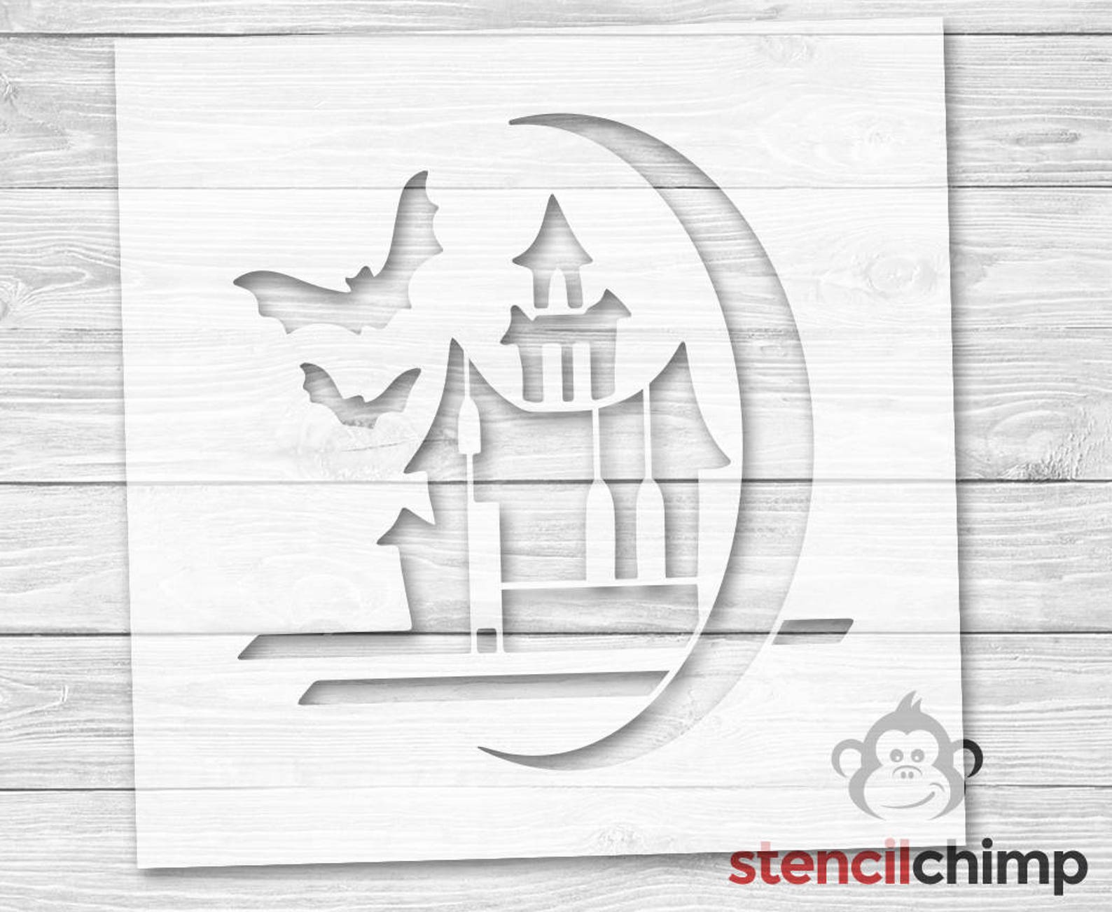 Haunted House Stencil Halloween Stencil October Stencil - Etsy