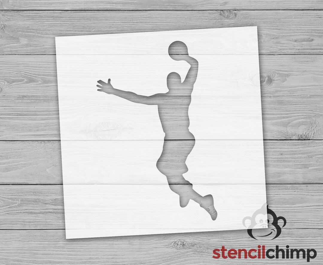 Basketball Player Dunking Stencil for Sports Fan, Stencil for Athletic ...