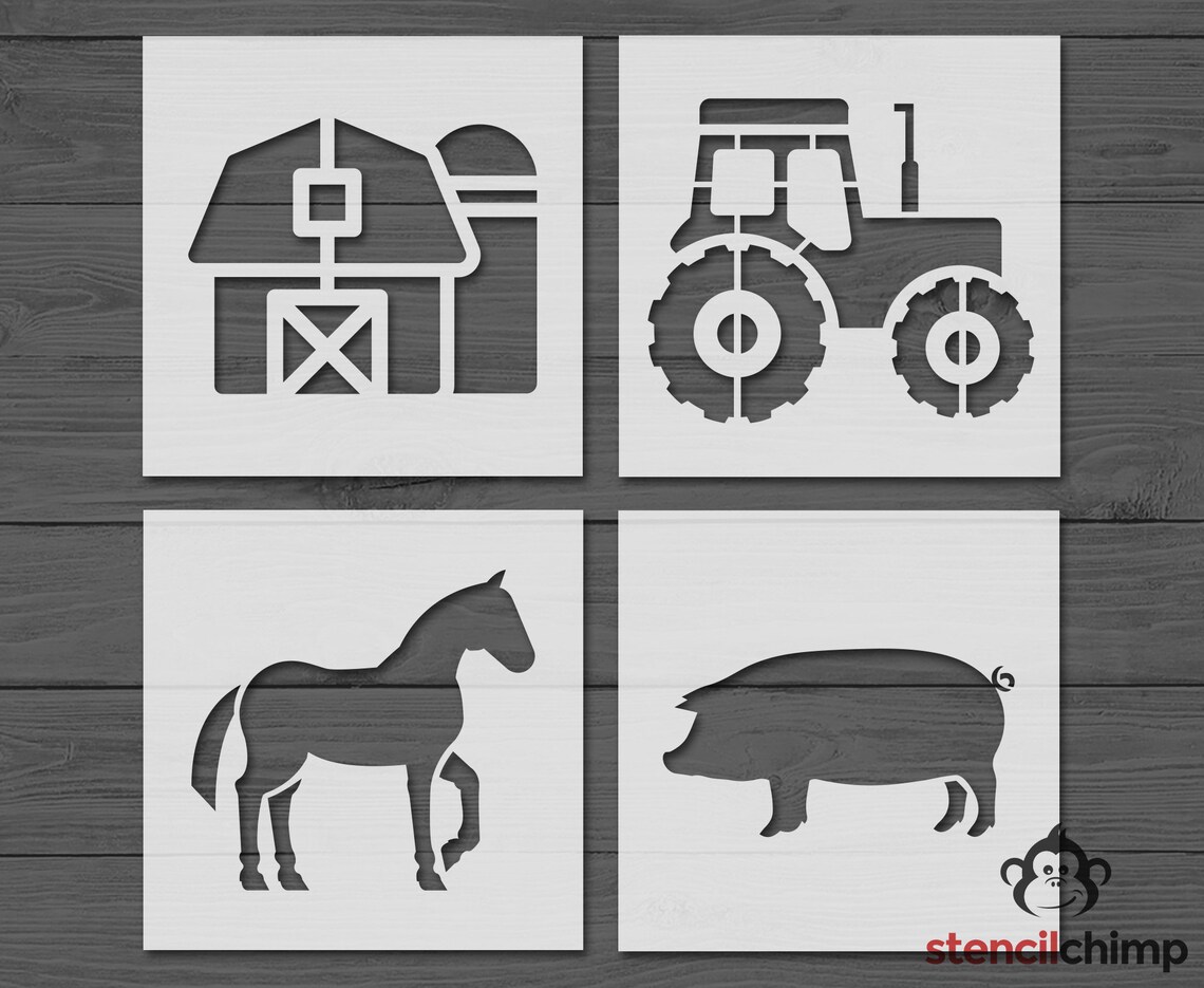 Barn Stencil Bundle Tractor Horse Barn Pig Reusable | Etsy