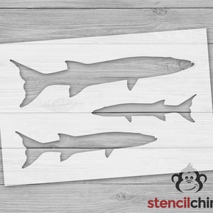 Barracuda Stencil, 3 Sizes of Fish Stencil for Wood Sign, Lake House ...