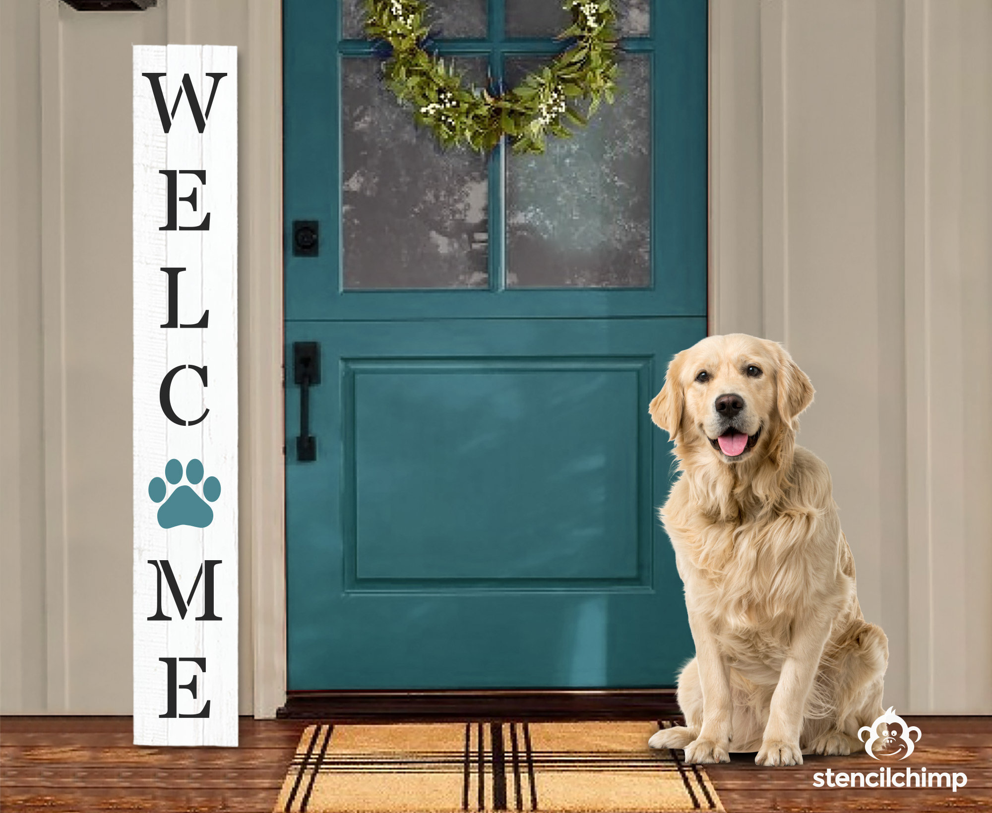 Welcome Paw Stencil Welcome Door Stencil Paw Stencil Pet - Etsy