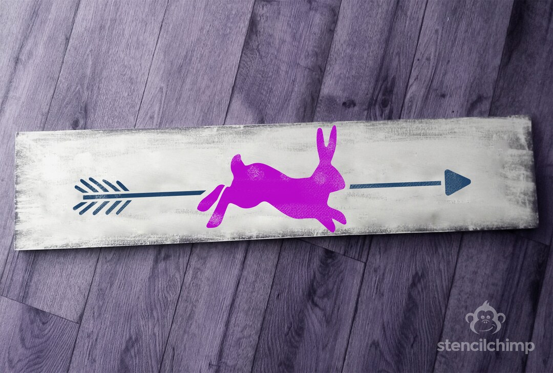 Easter Bunny and Rabbit With Arrow Stencil | Spring Decor for Wood ...
