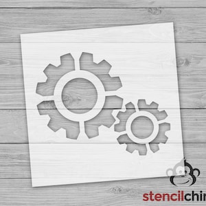 Interlocking Gears Stencil, Business Stencil, Economy Science Stencil ...