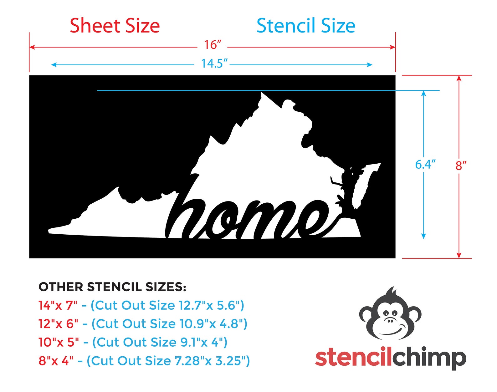 Stencil, Home is in Virginia | VA State Stencil | Virginia Stencil for ...
