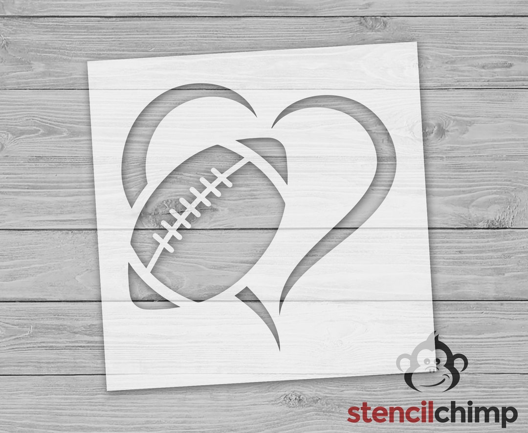 Hand Painted Heart With Football Stencil for Wood Sign, Flowing Heart ...