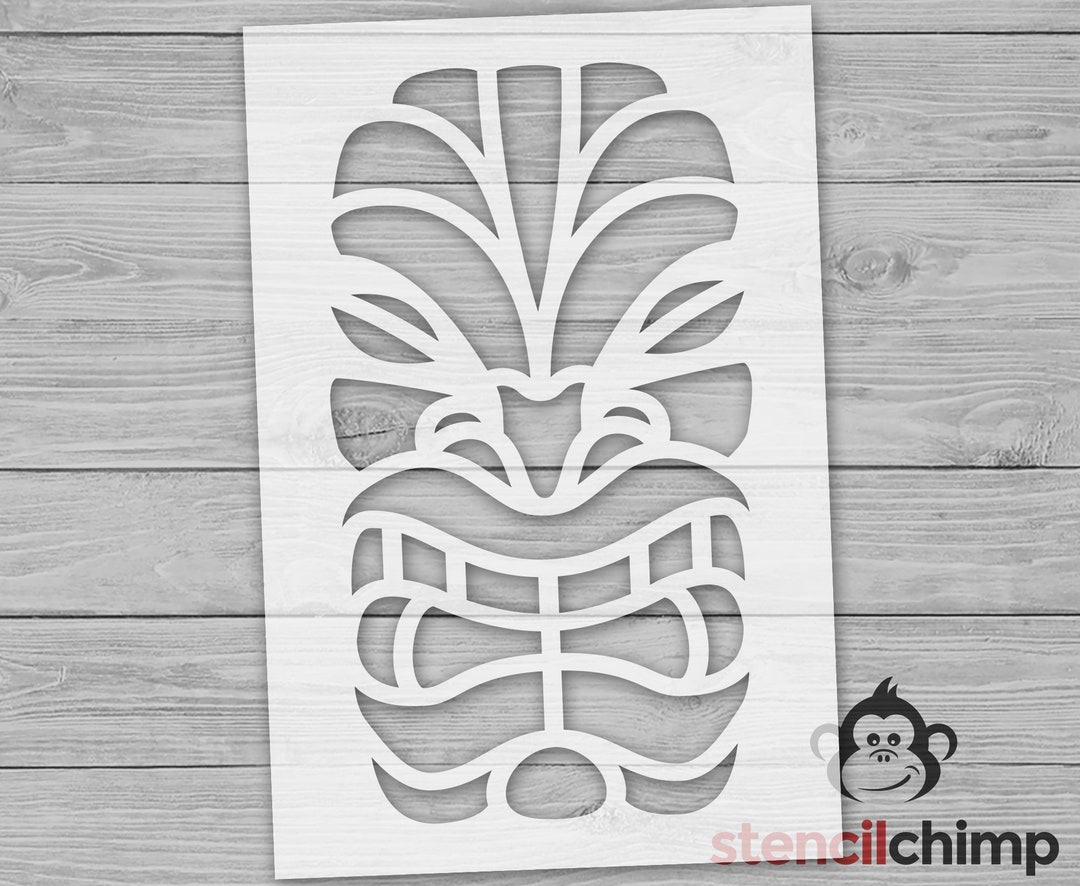 Tiki Mask Stencil, Island Stencil, Polynesian Stencil, Wooden Tiki, Hawaiian Stencil for Wood ...