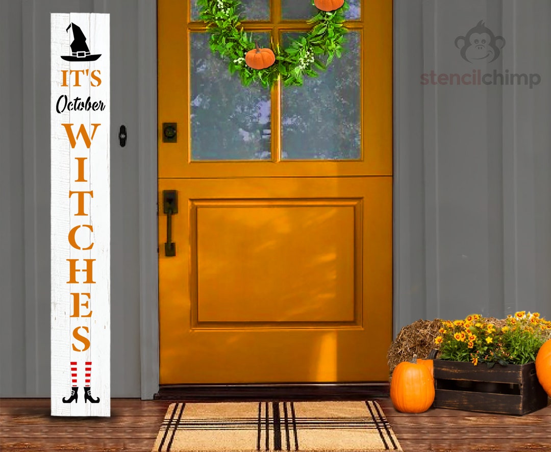 Stencil, It's October Witches Porch Stencil, Witches Stencil, Vertical ...