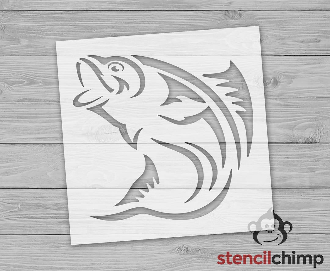 Fish Jumping Stencil for Fisherman, Bass Stencil, Ocean Stencil for ...