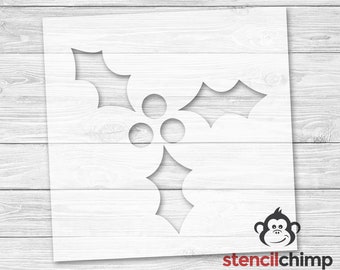 Holly Stencil, Reusable Holly Stencil, Art Stencil, DIY Craft Stencil ...