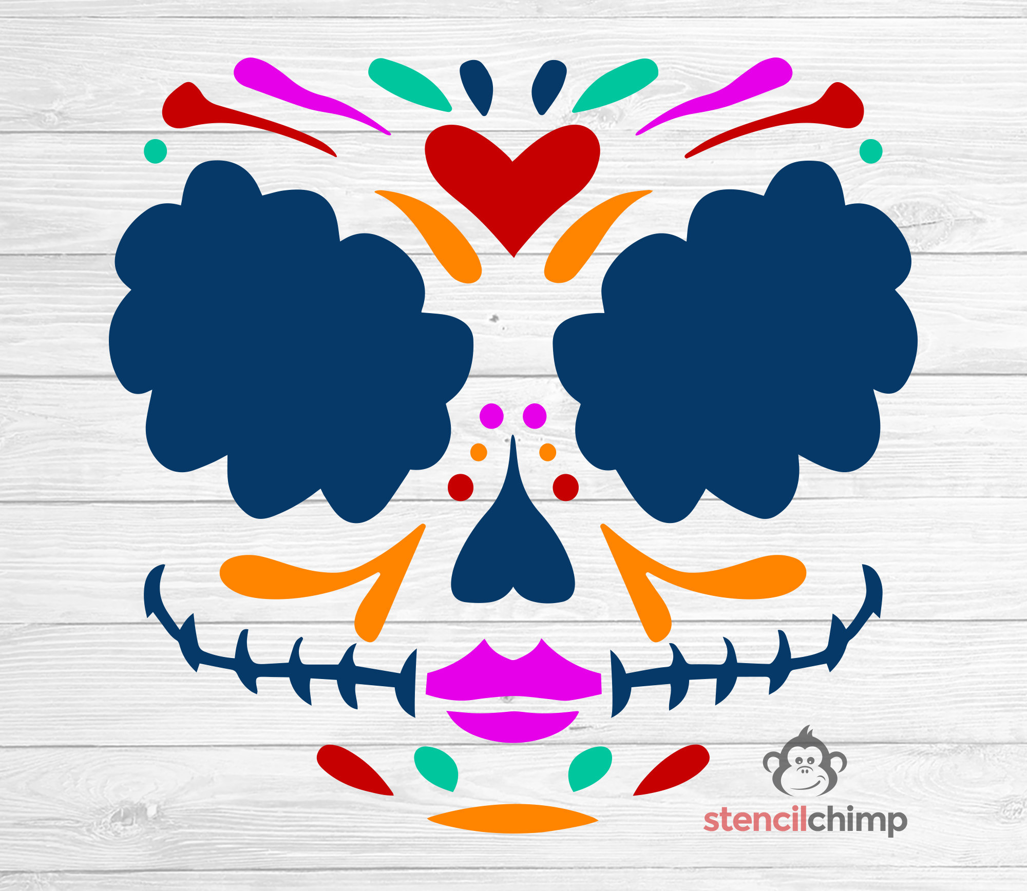 Sugar Skull Stencil Dia De Los Muertos Stencil Mexican - Etsy