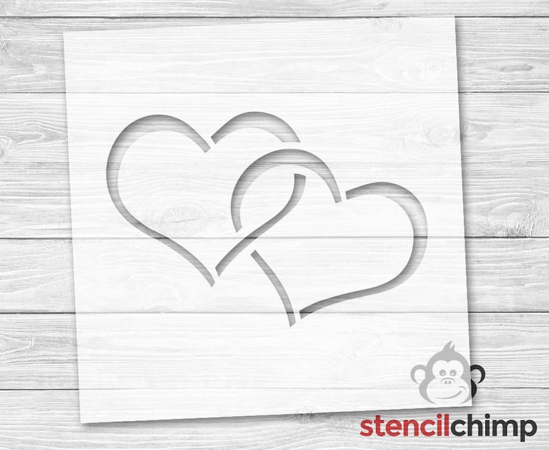 Heart Stencil 2 Hearts Joined Valentine's Day - Etsy