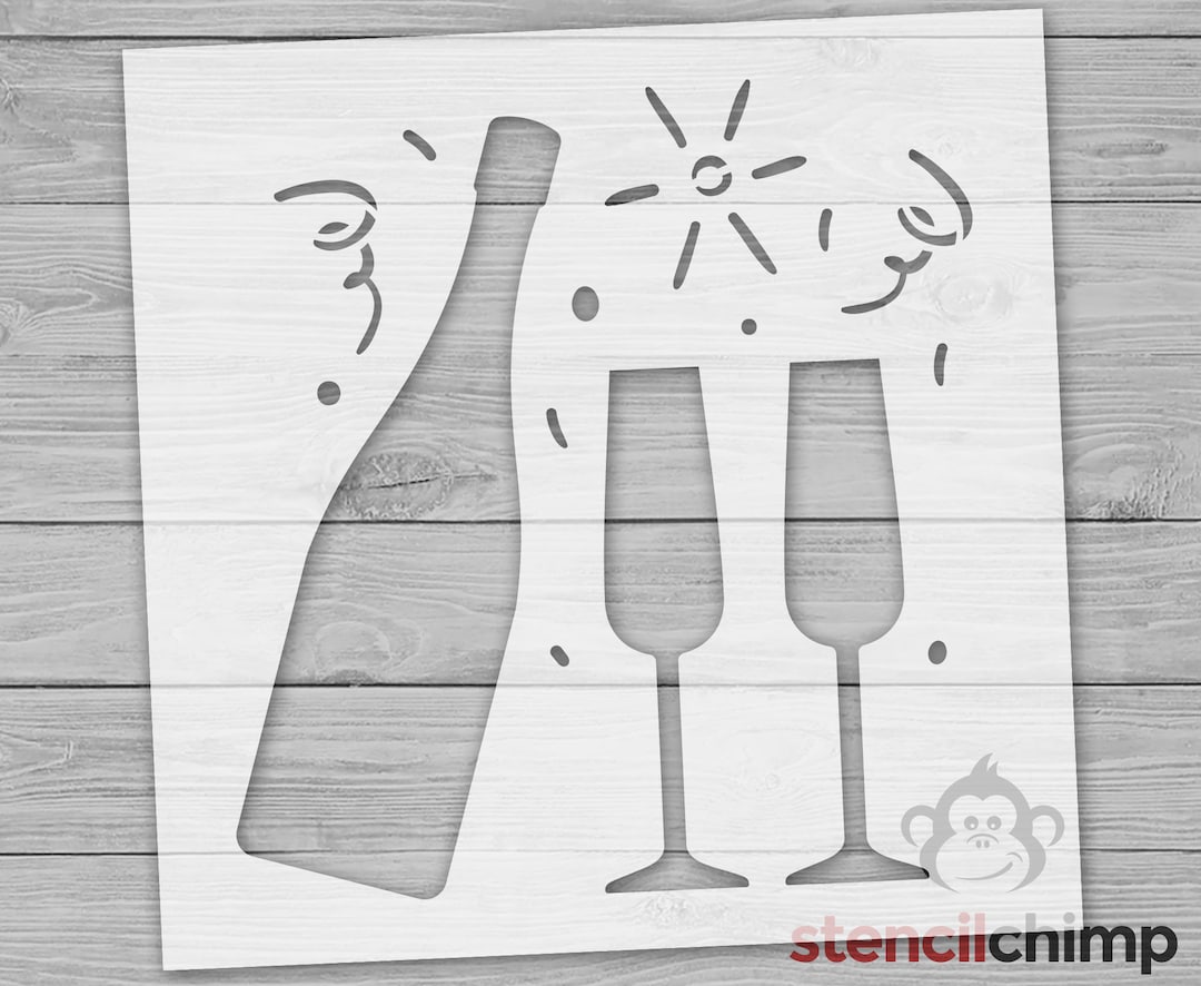 Stencil, New Years Celebration Stencil, Champagne Toast Stencil ...