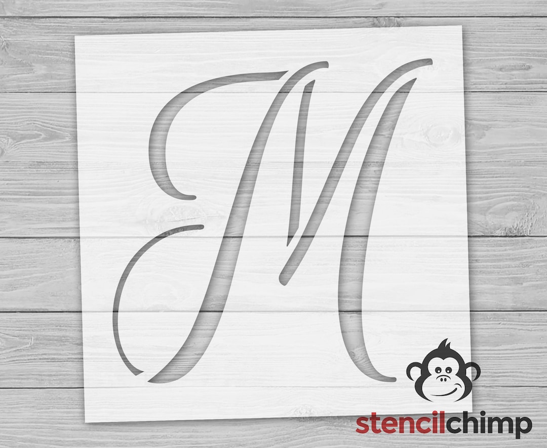 Letter M Stencil for Sign, Script Letter Stencil, Monogram Letter ...