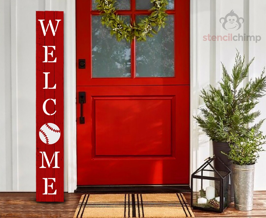 Welcome Baseball Stencil, Sports Porch Stencil, Vertical Porch Leaner ...