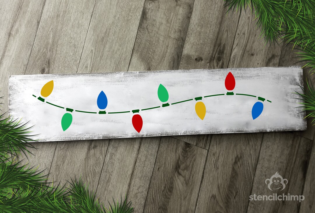 Christmas Lights Stencil, Fireplace Decor, Holiday Stencil for Wood ...