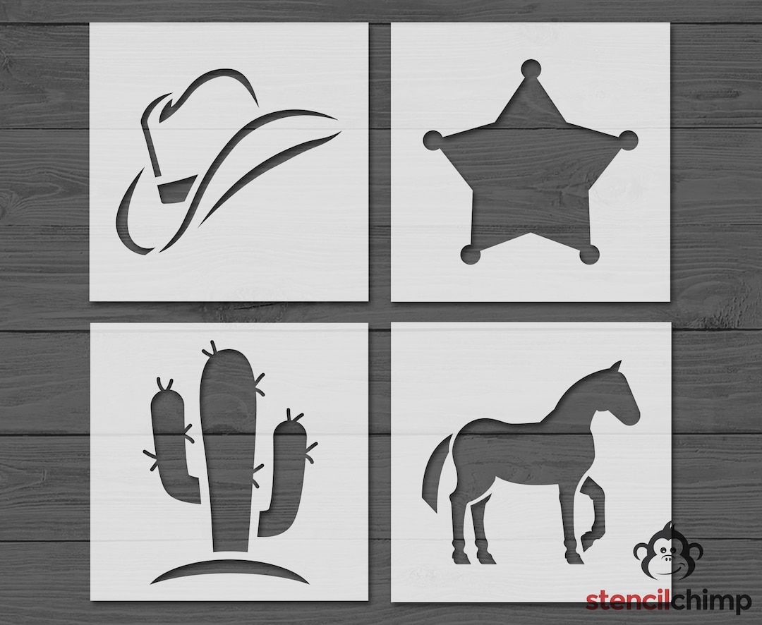 Room Decor Cowboy Stencil Bundle for Kids Room Decor, Reusable or Vinyl ...