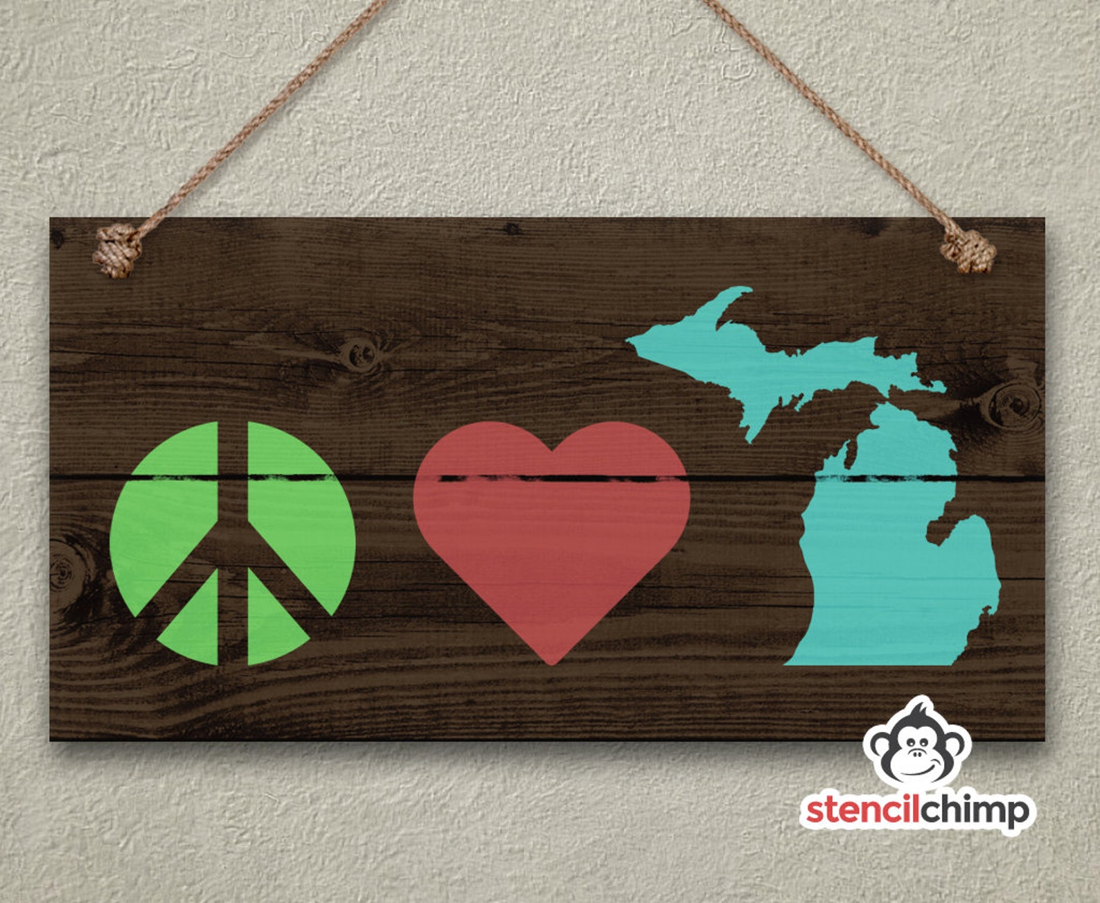 Peace Love Michigan Stencil State Decor Mitt Stencil | Etsy