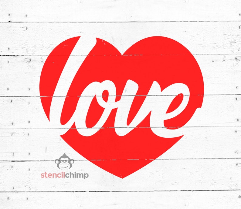 Heart Stencil | Love Stencil | Love Script Stencil | Valentine Stencil ...