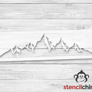 Mountain Range Stencil, Camping Stencil, Mountain Silhouette Stencil ...