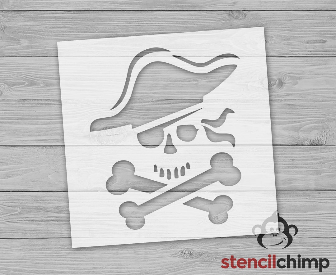 Skull and Crossbones Stencil, Pirate Flag Stencil, Skull Stencil, DIY Art for Kids Craft, Jolly ...