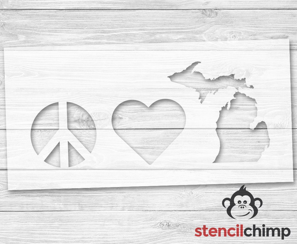 Peace Love Michigan Stencil State Decor Mitt Stencil - Etsy