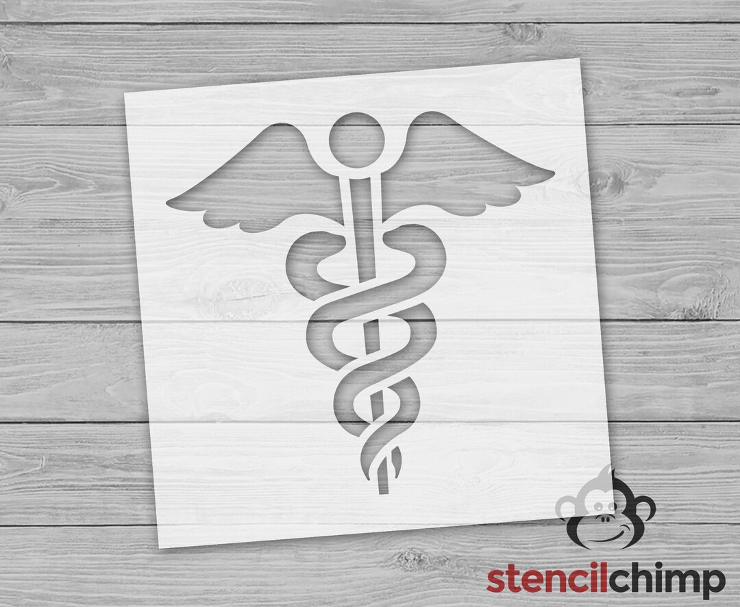 Staff of Caduceus Stencil, Nurse Stencil, Doctor Stencil, Medical ...