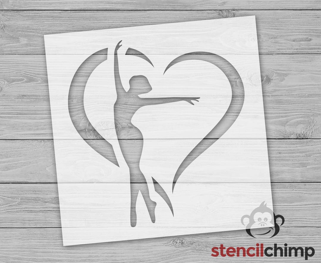 Hand Painted Heart With Dancer Stencil for Wood Sign, Flowing Heart ...