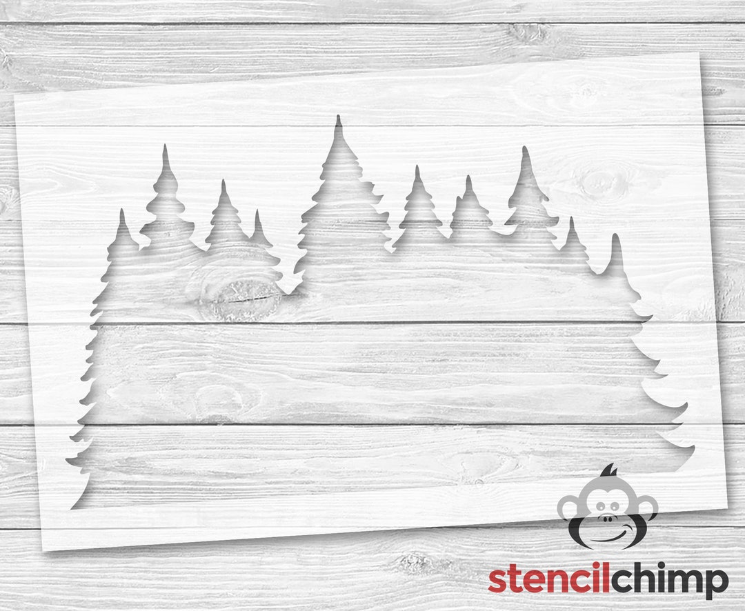 Pine Tree Stencil |treeline Stencil for Creating Mountains | Repeating ...
