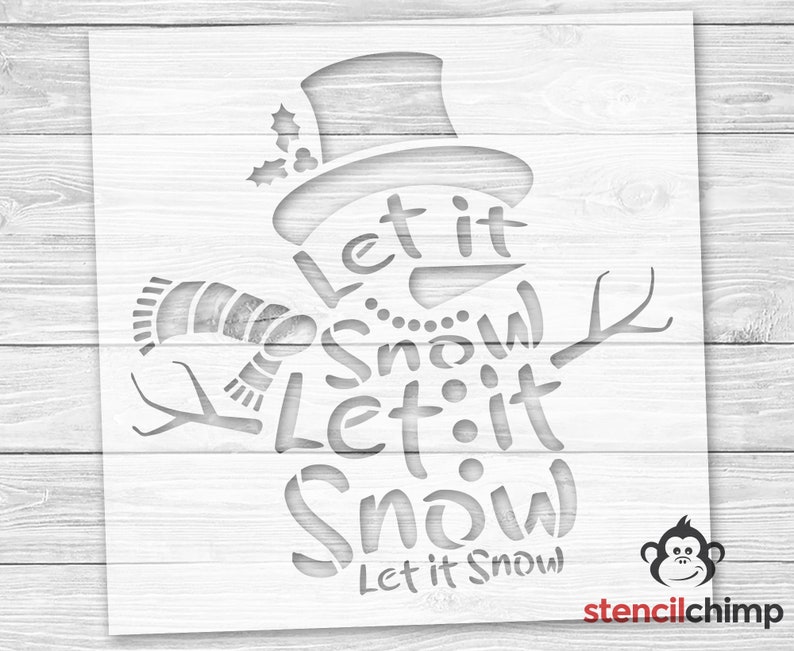 Let It Snow Stencil Snowman Stencil Cute Christmas Stencil - Etsy UK