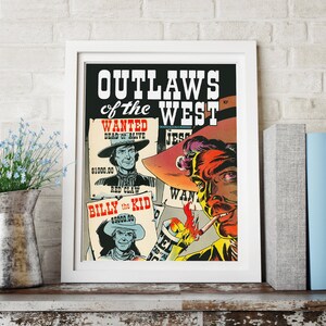 Vintage Western Poster - Outlaws of the West Wanted Poster, 18x24 ...