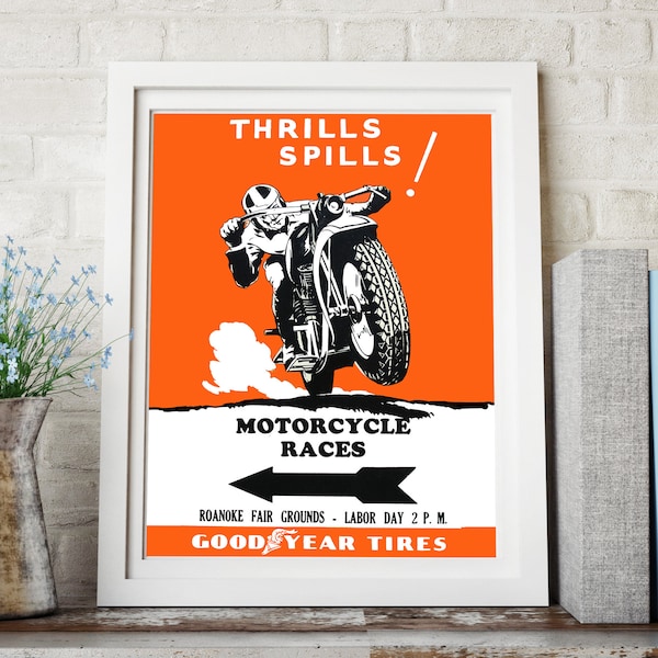 Motorcycle Poster - Etsy
