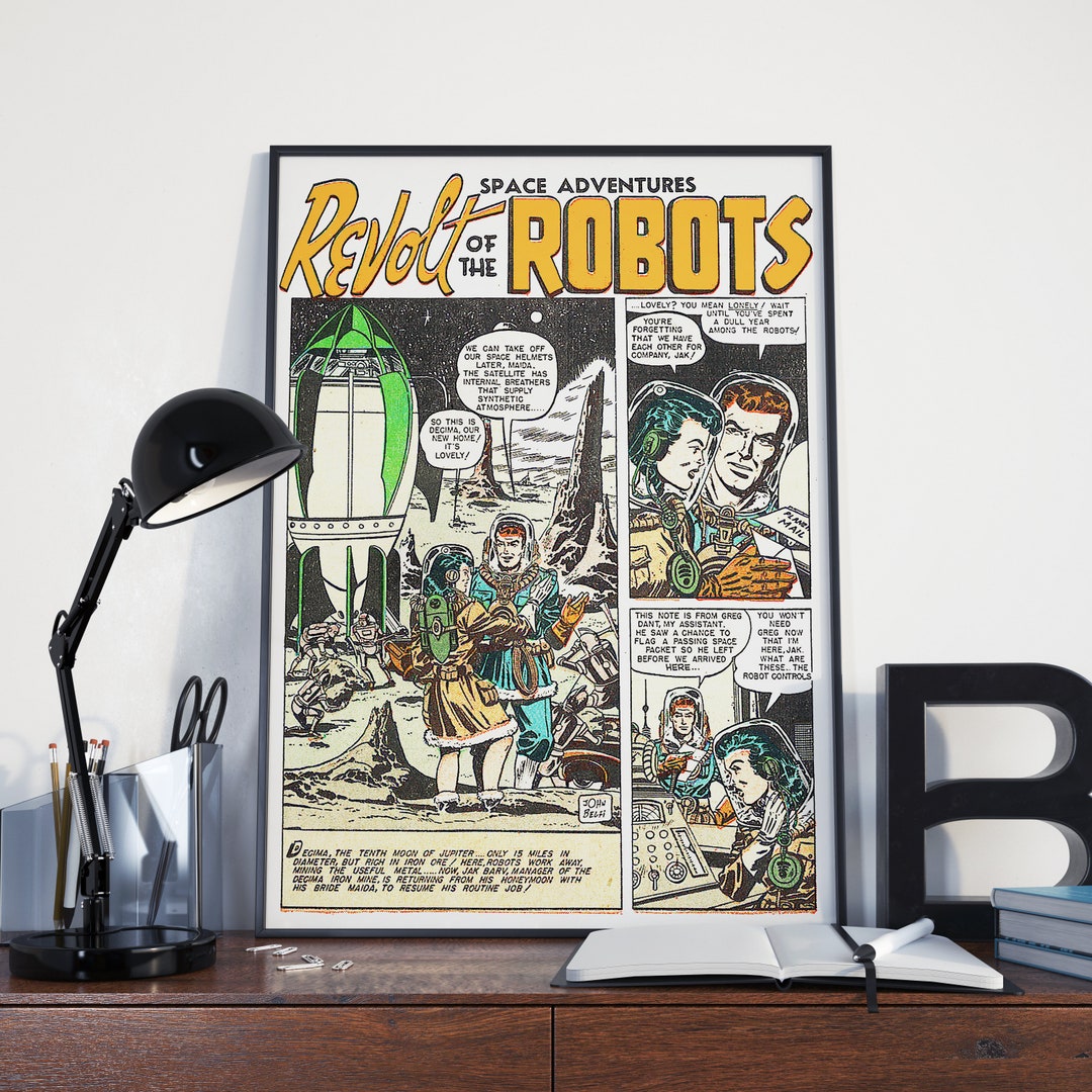 VINTAGE SCIENCE FICTION Poster - Revolt of the Robots! Vintage Scifi ...