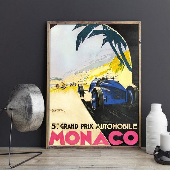 VINTAGE RACING POSTER Art Print: Monaco Car Race Vintage Art - Etsy