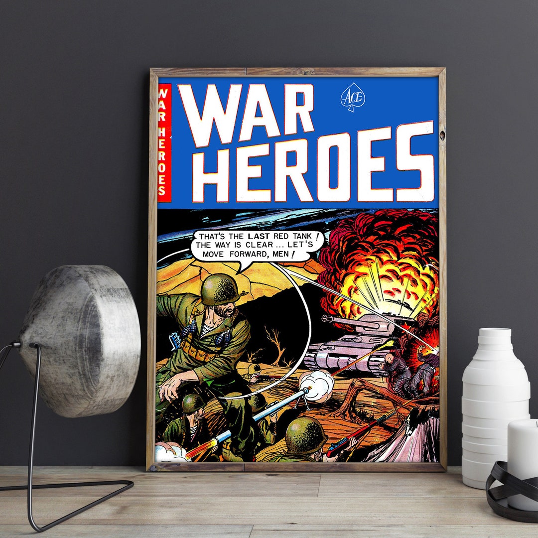 VINTAGE ARMY POSTER War Heroes Vintage Cold War Army Military Comic ...