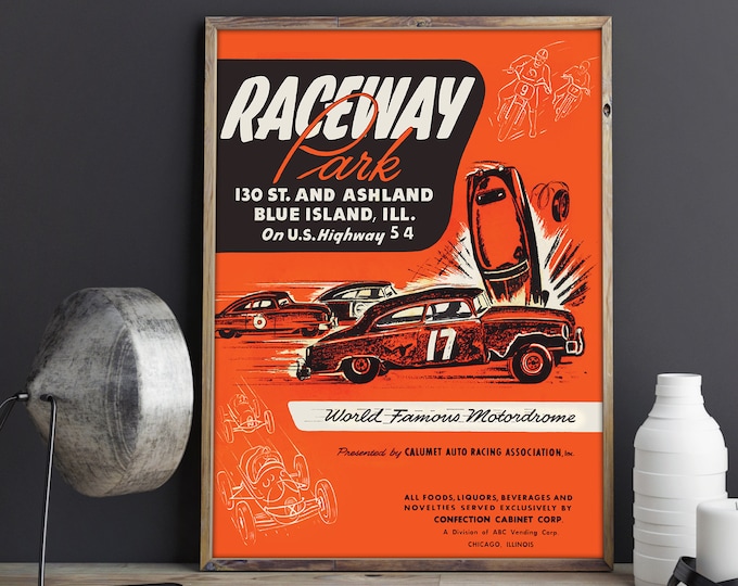 Race Car Poster Sports Decor Art Retro Decor Print H52 - Etsy