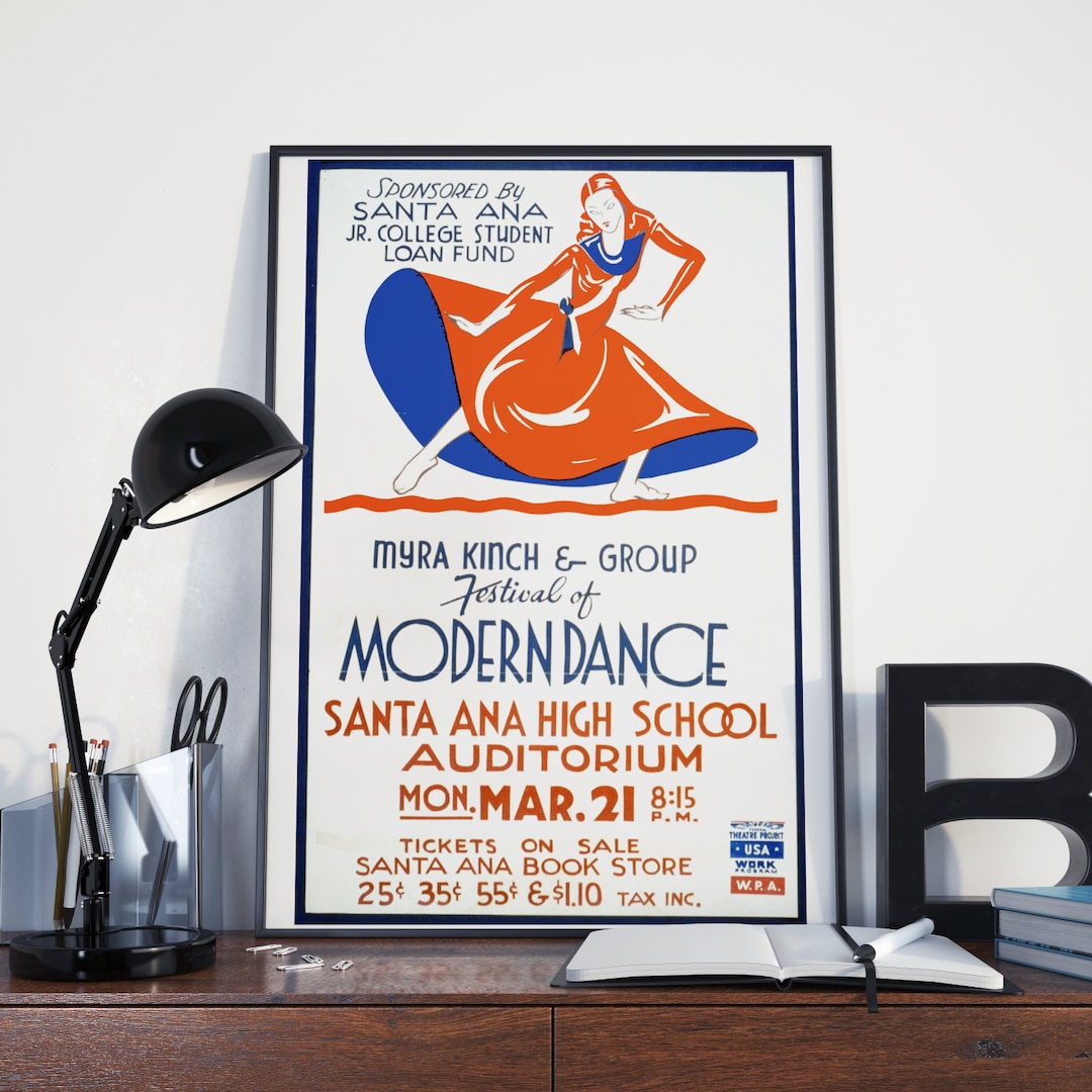 VINTAGE DANCE POSTER Dance Festival Art Print - Modern Dance, Santa Ana ...