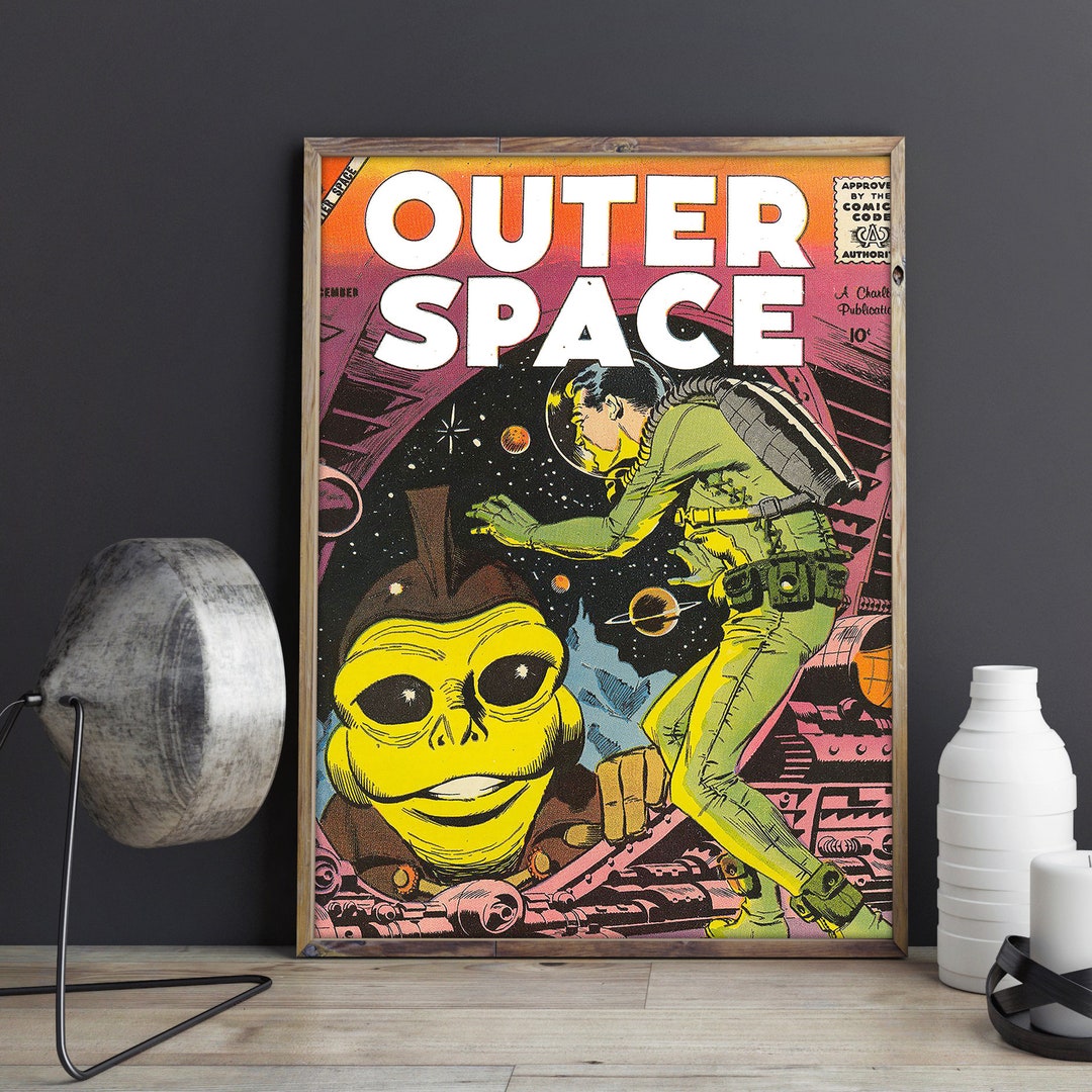 VINTAGE SCIENCE FICTION Poster - Vintage Scifi Art Print. Giant Alien ...