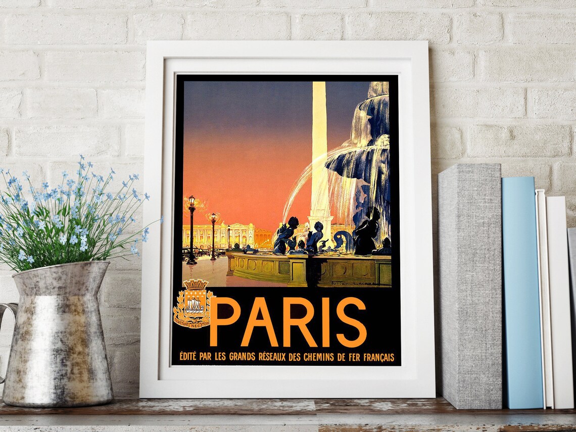 VINTAGE TRAVEL POSTER - Paris Travel Poster, French Decor, Retro Wall ...