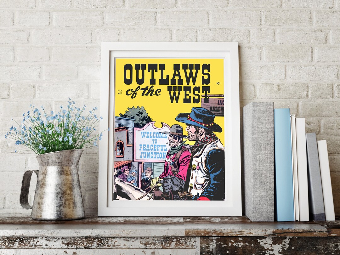 Vintage Western Poster - Outlaws of the West Two Cowboys, Vintage ...