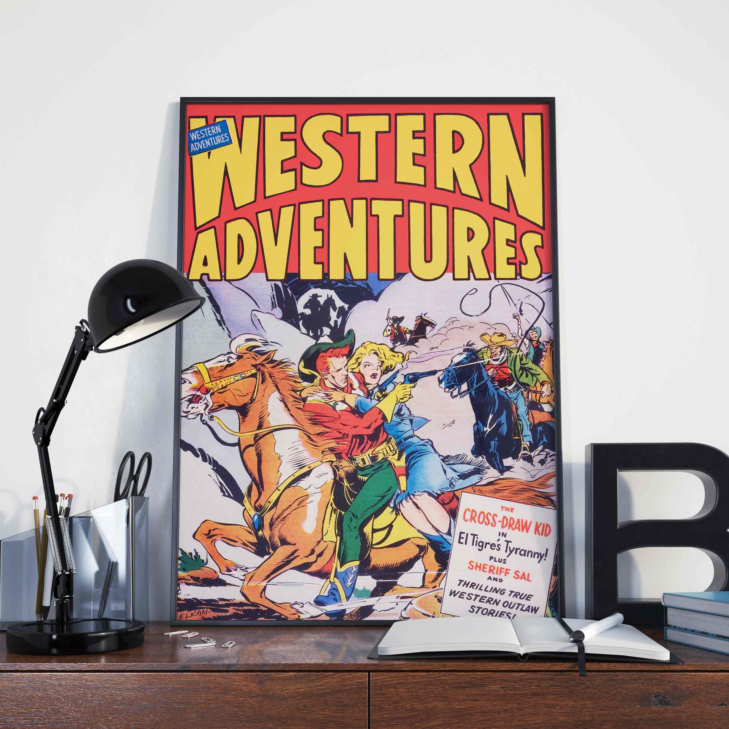 Vintage Western Poster Western Adventures Wild West Cowboy | Etsy