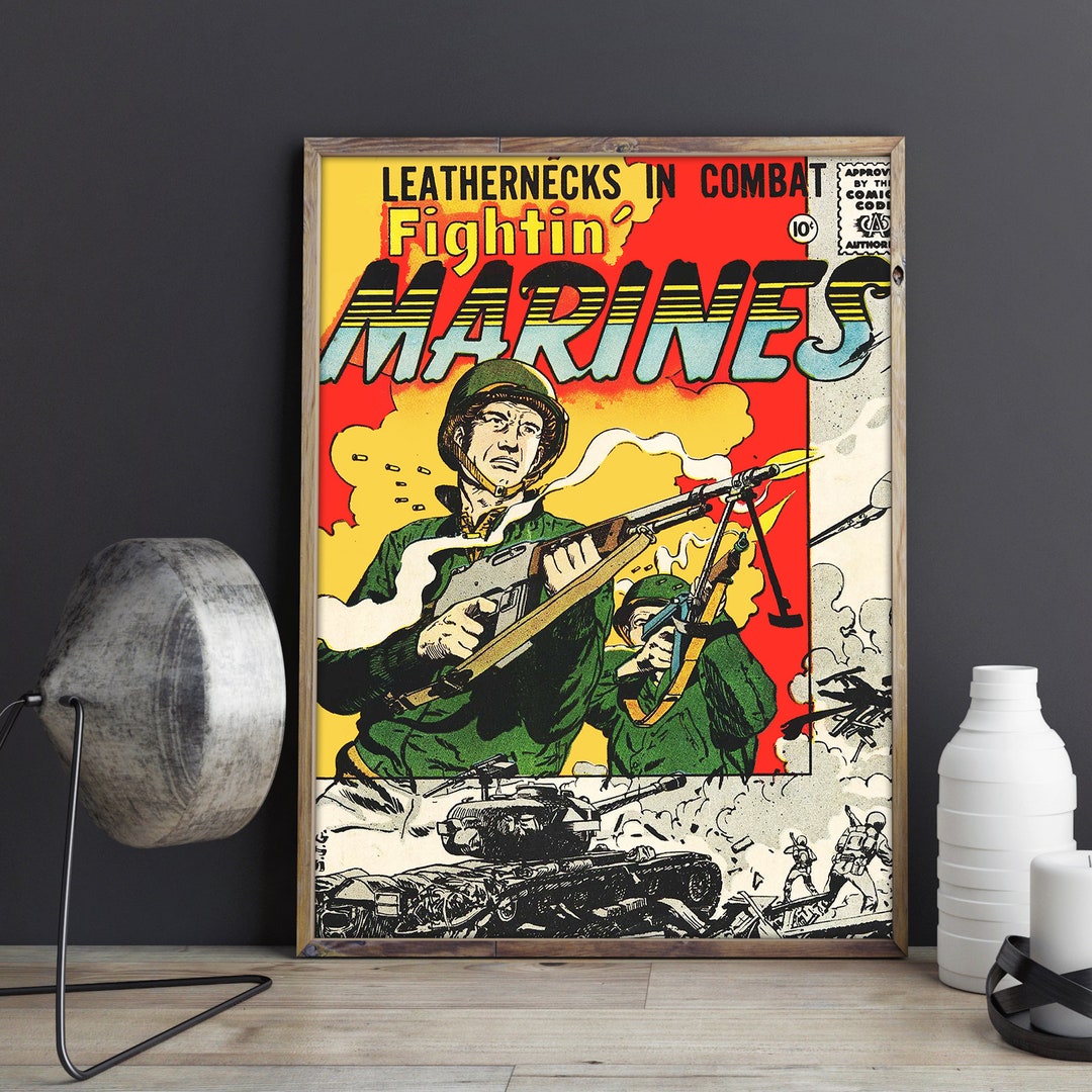VINTAGE MARINE CORPS Poster - Fightin Marines Vintage World War 2 ...