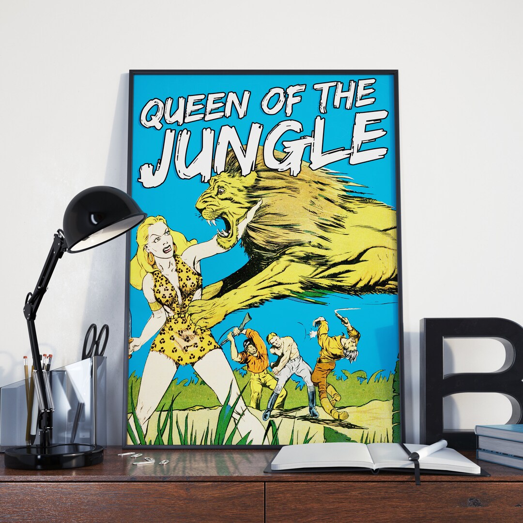 VINTAGE COMIC POSTER: Queen of the Jungle Wall Art. Poster or Canvas ...