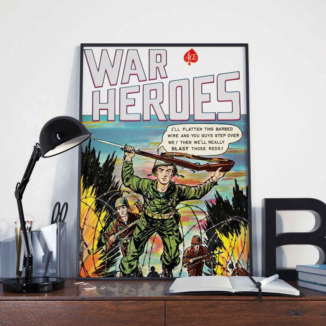 VINTAGE ARMY POSTER - War Heroes Vintage Korean War Army Military Comic ...