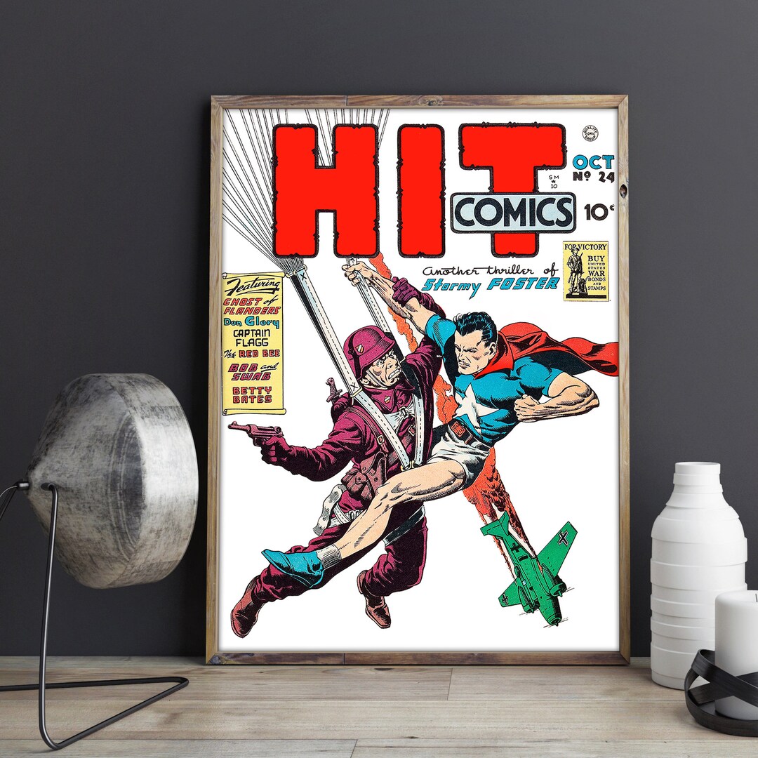 VINTAGE SUPERHERO POSTER Comic Book War Bond Fundraiser - WW2 Poster or ...