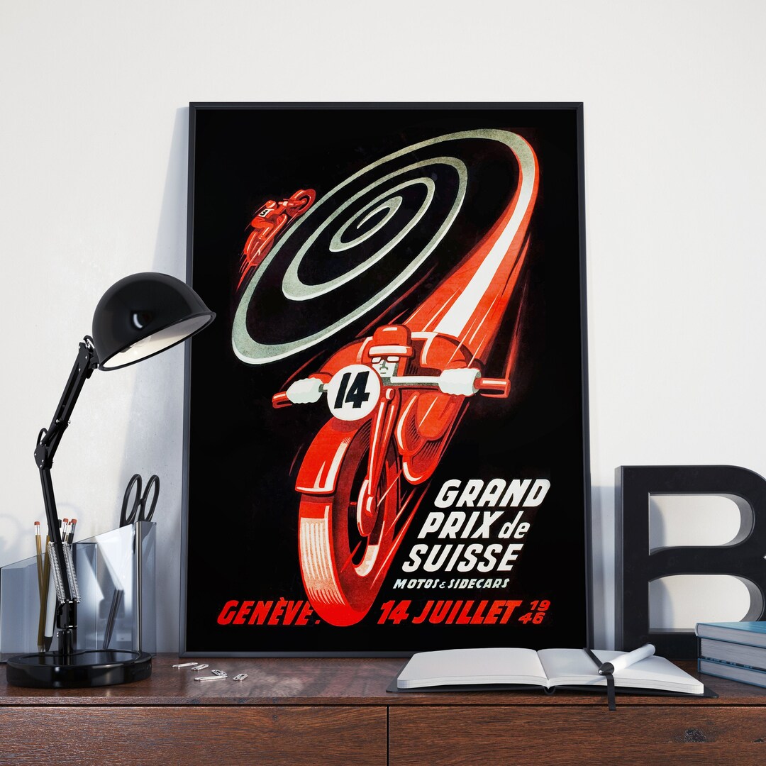 VINTAGE MOTORCYCLE POSTER - Motorcycle Racing Grand Prix Motogp Vintage ...