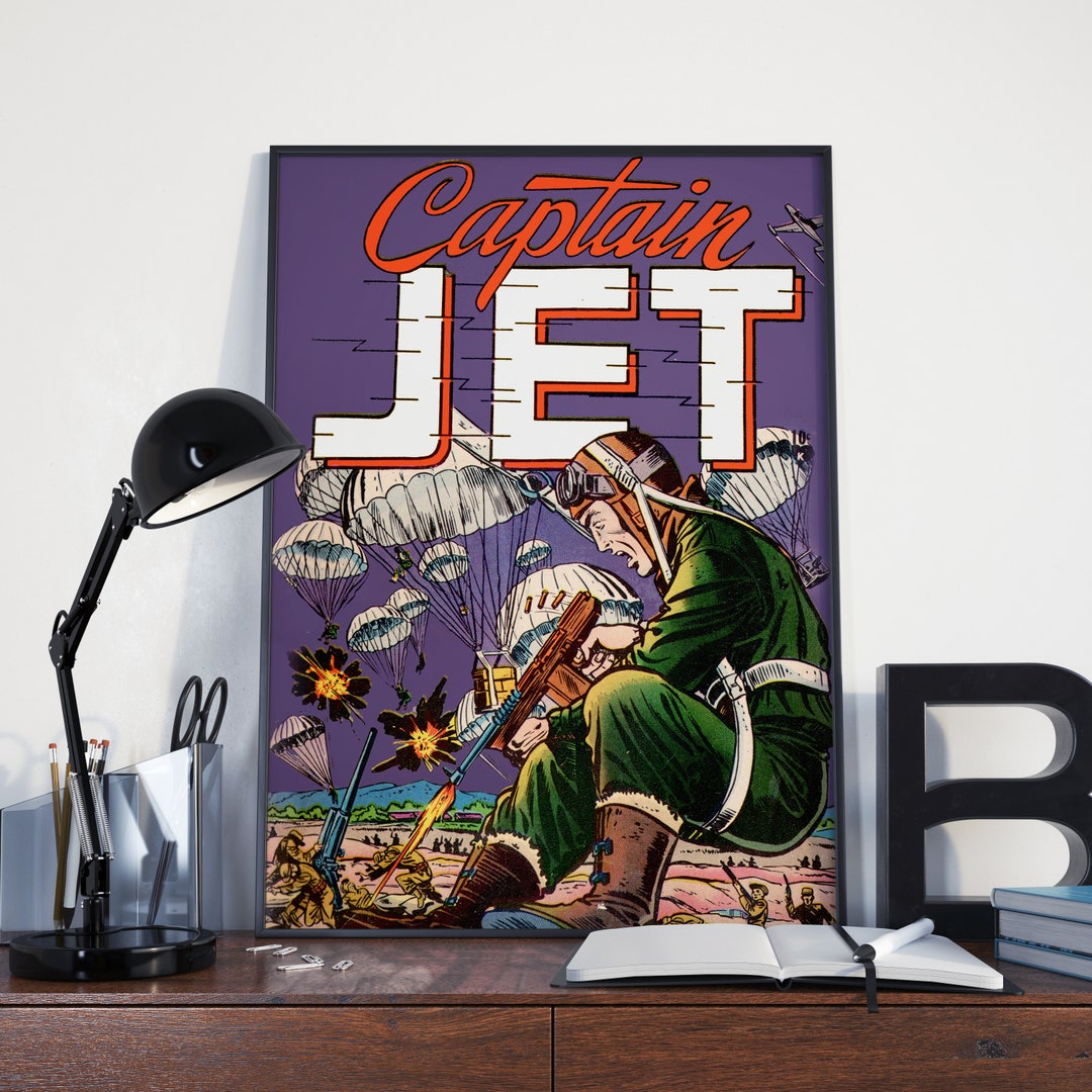 VINTAGE MILITARY POSTER - Captain Jet Vintage Army Air Force Comic ...