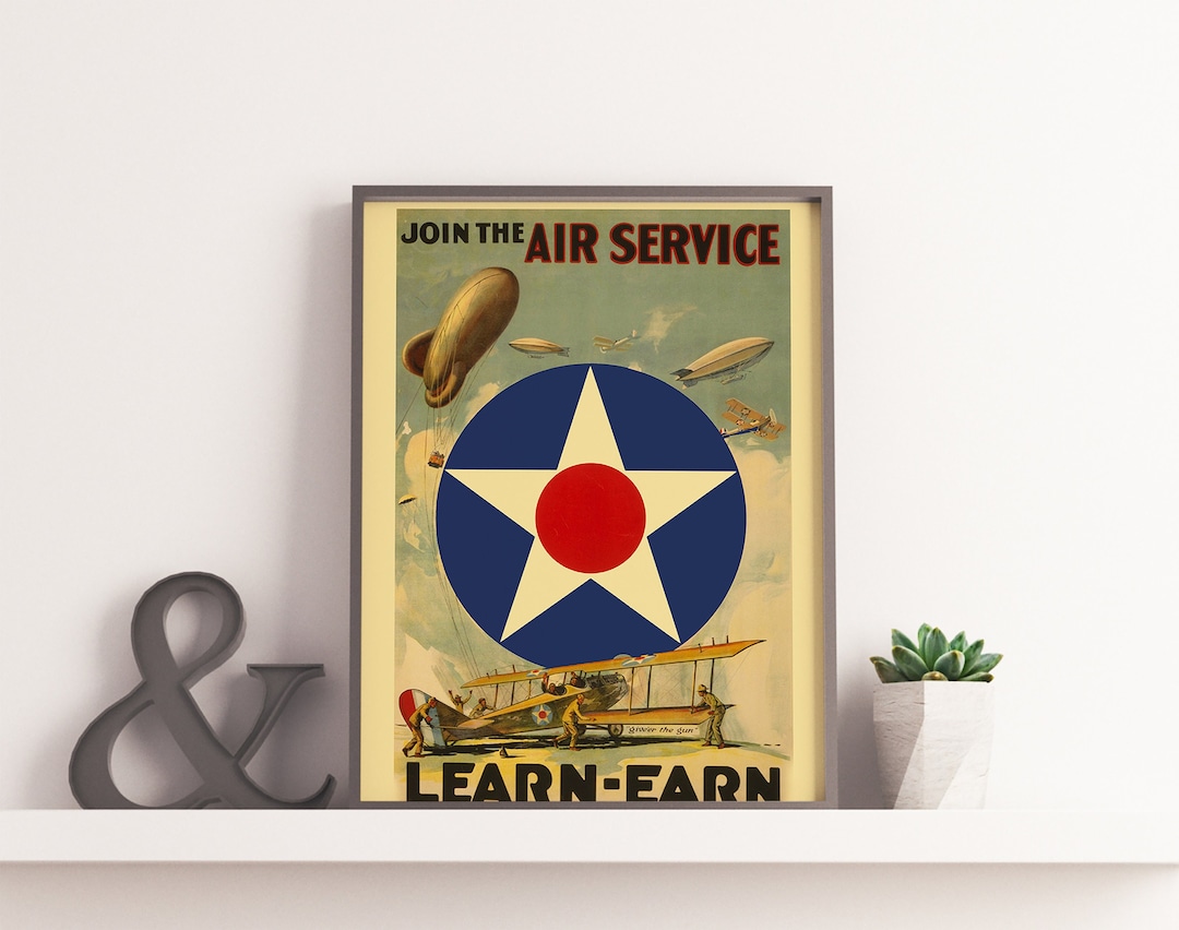 World War 2 Air Force RAF Poster, Learn and Earn Vintage WW2 Propaganda ...