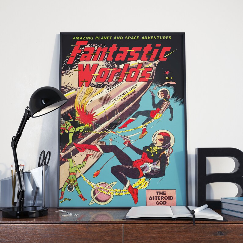 Vintage Science Fiction Poster. Fantastic Worlds Interplanet | Etsy