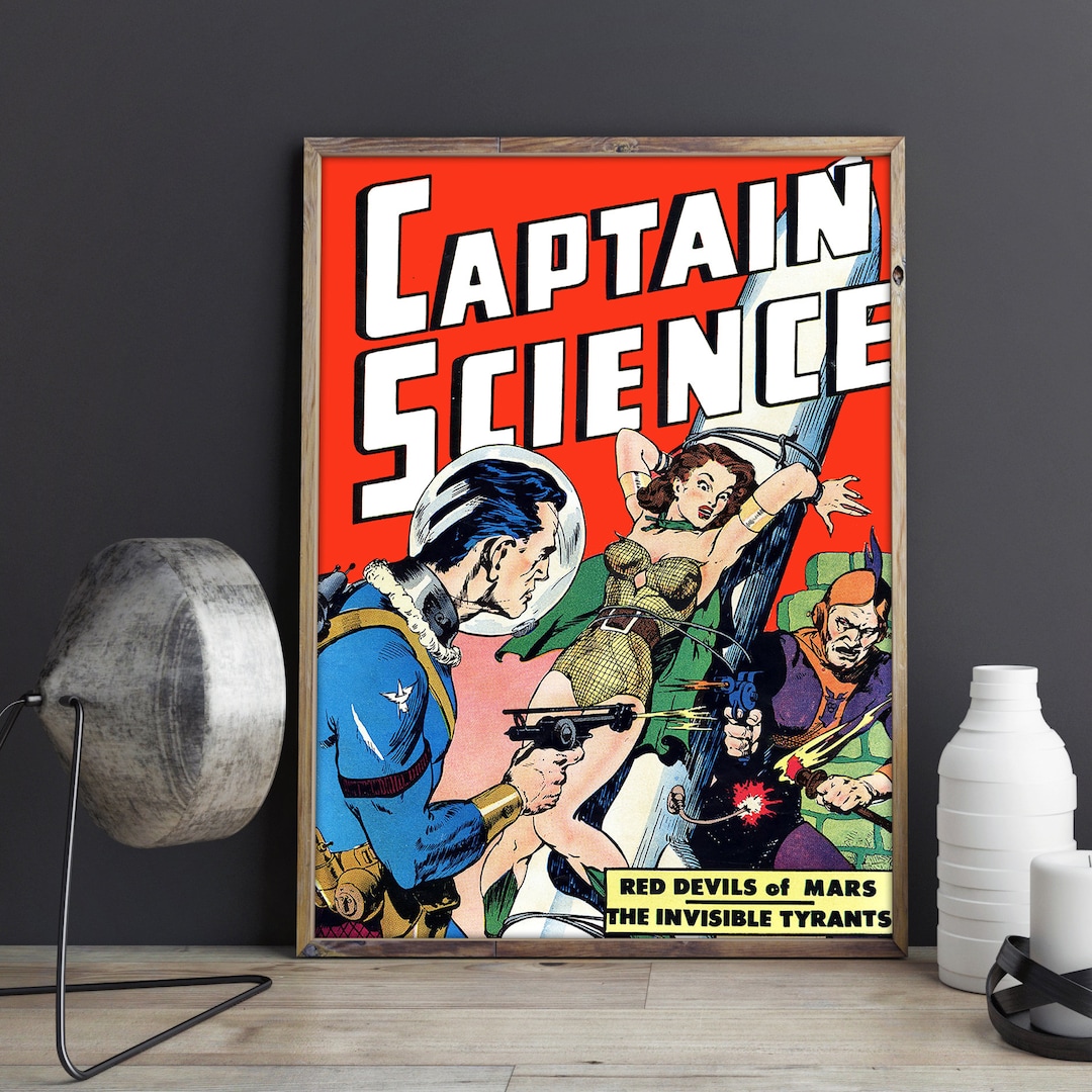 VINTAGE SCIENCE FICTION Poster, Captain Science Retro Scifi / Sci-fi ...