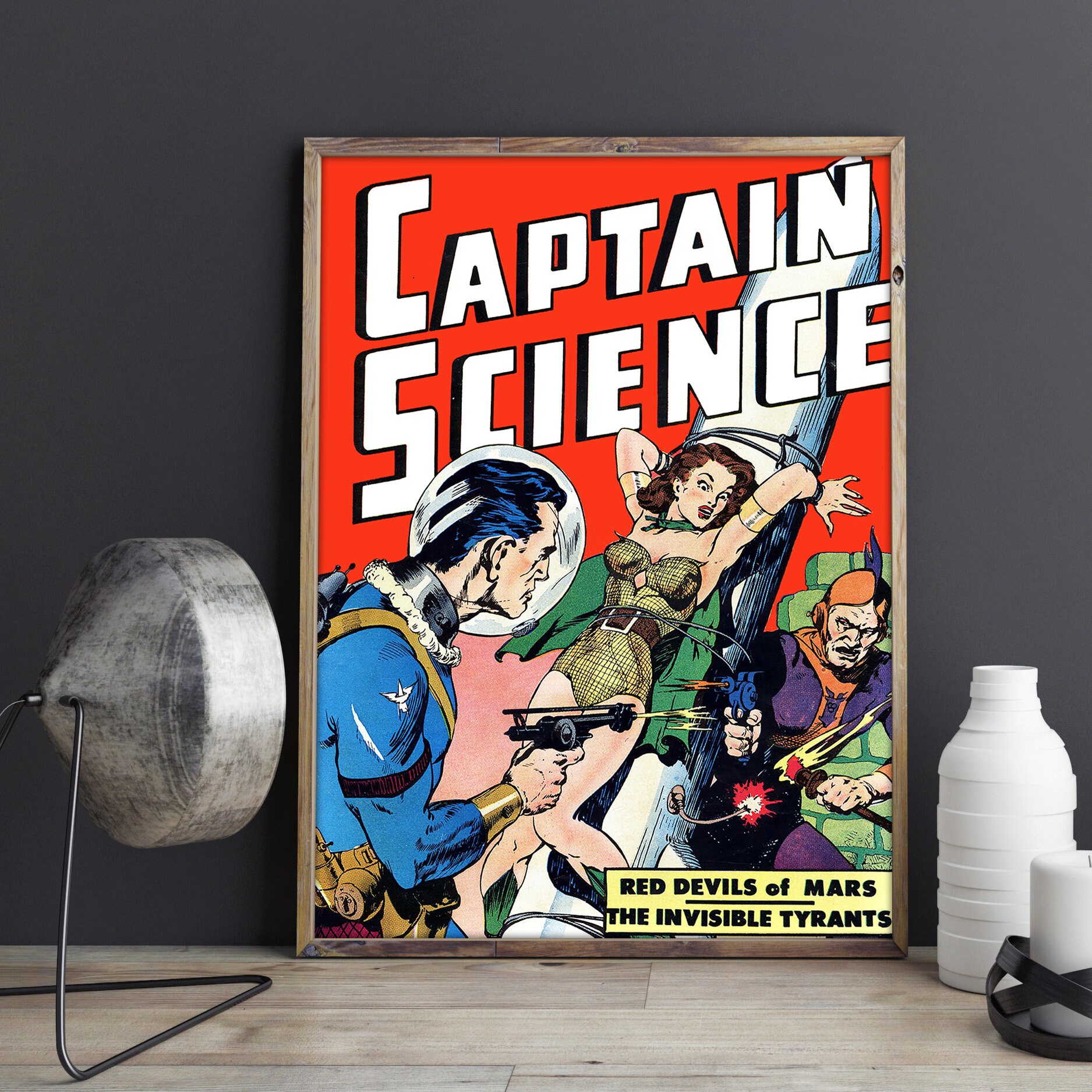 VINTAGE SCIENCE FICTION Poster Captain Science Retro Scifi / | Etsy